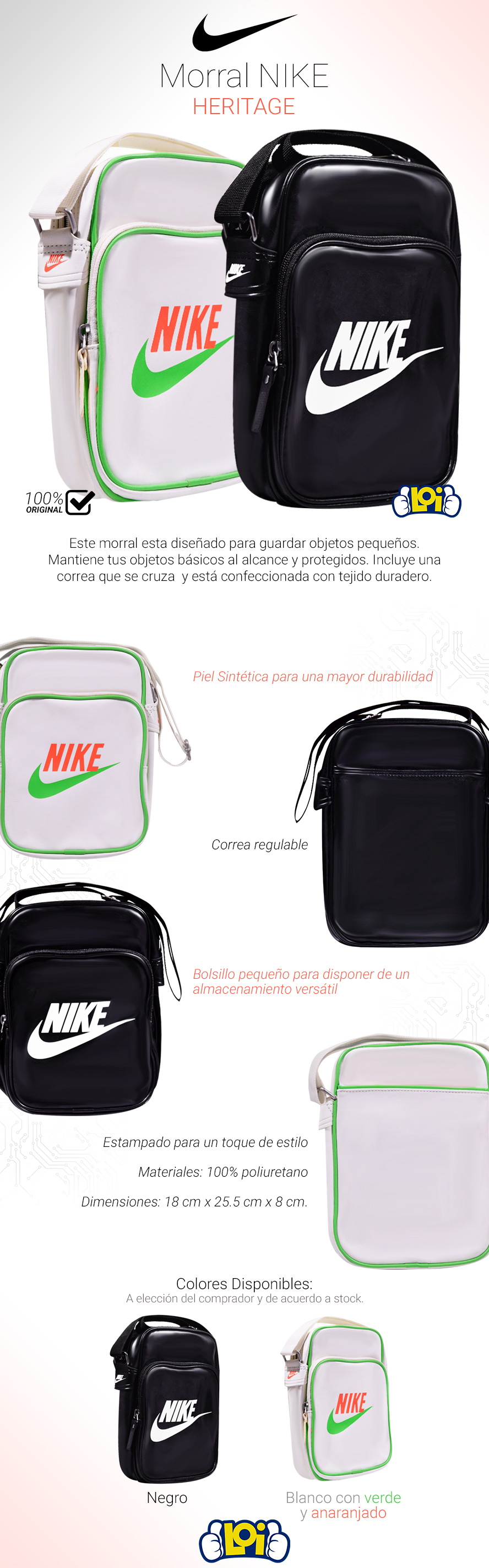 Morral NIKE HERITAGE Negro , oferta LOi.